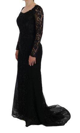 Dolce & Gabbana Womens Black Floral Sheath Dress Polyester