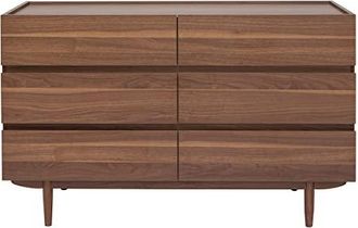 Miliboo Commode Finition Bois foncé Noyer 6 tiroirs L120 cm SANAA