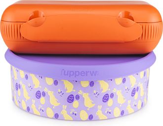 Tupperware Ergonomica 2,4 L Ostern helles lila Serviersch&uuml;ssel + Kolumbus Eierbox ziegelrot f&uuml;r 10x Eier (inkl. Joghurtbecher)