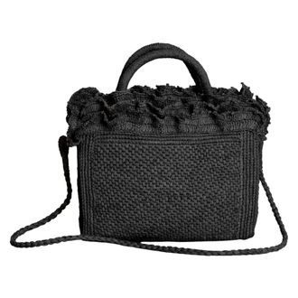 Ibeliv Sac bandouli&egrave;re Laguna en raphia volant&eacute; - Femme - Sacs - Noir - Taille: ONE Size