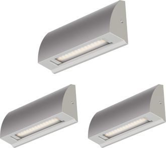 LEDs Com 3 Stück LED Wandleuchte/Treppenlicht SEGIN für außen, IP54, flach, Downlight, grau matt, eckig, 3,8 W, 265lm, warmweiß
