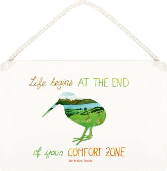 Mr. & Mrs. Panda Türschild Kiwi Neuseeland DIN A5 - Geschenk, Holzschild, Kiwivogel, New Zealand, Schild mit Spruch, holzbild, Leben, Motivation, Dekoration, Familie