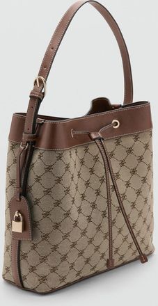 Mango Sac seau avec logo jacquard marron moyen - Femme - Taille unique - MANGO