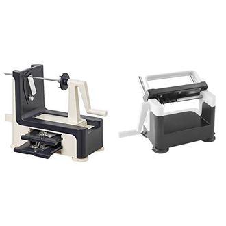 Lurch 10301 Super-Spiralschneider zum Schneiden von Spaghetti (2mm, 4mm) und Spiralen (1,5-5mm) Schwarz & 200550 Bahnenschneider Catto - Kunststoff, Grau/We