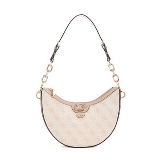 Guess Orlina Logo Top Zip Shoulder Bag Sand Logo