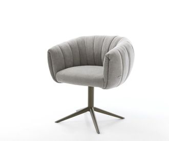 DELIFE Drehstuhl Jada-Flex Strukturstoff Soft Grau Fu&szlig;kreuz Effektfinish Titan 360&deg; drehbar Wippfunktion Taschenfederkern, Esszimmerst&uuml;hle