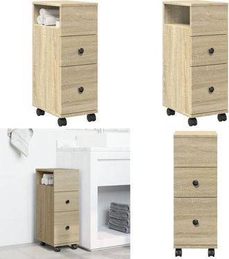 vidaXL Schmaler Badschrank mit R&auml;dern Sonoma-Eiche Holzwerkstoff - Schrank - Holzschrank