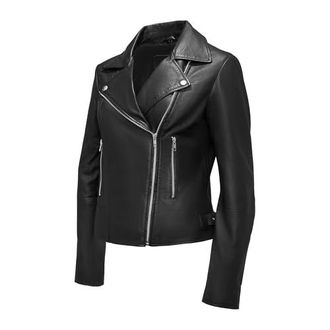 Gusti Ova Veste de motard en cuir v&eacute;ritable pour femme Noir Taille XS