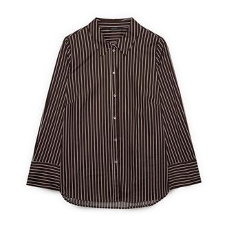 Fiorella Rubino Gestreiftes Hemd aus Baumwollstretch - - Blouses & Shirts - Damen - Braun - 5XL