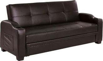 Vente-Unique Canap&eacute; Convertible clic clac en Simili Mirella - Marron - 3 Places