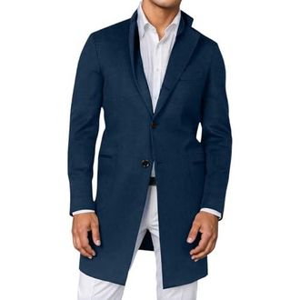 Generic Manteau Homme Hiver Chaud,Veste Anorak Longue pour Homme | Couleur Unie avec Col et Multiples Poches | Id&eacute;ale Pour Ext&eacute;rieur et Vie Quotidienne (Blue,