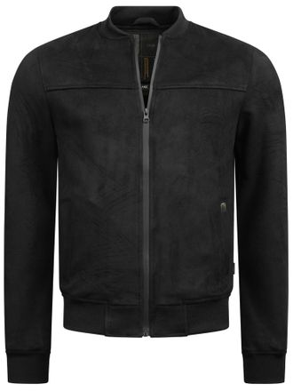 Indicode Herren Ibon Velours-Kunstleder Jacke | Herrenjacke Wildleder-Look f&uuml;r M&auml;nner Black, XXL