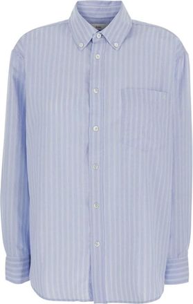 Dunst Femme, Blouses et Chemises, Bleu, Taille: 38 FR Chemise Oversize Classique Ray&eacute;e BD
