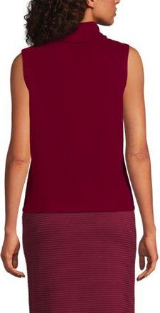 Lands End Softes ärmelloses Jersey-Rollkragenshirt, Damen, Größe:44-46 regular, Rot, Baumwolle/Polyester/Baumwoll-Mischung, by Lands End