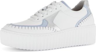 Gabor Damen Low-Top Sneaker, Frauen Halbschuhe,Strassenschuhe,Sportschuhe,Freizeitschuhe,Freizeit,sportlich,Weiss/Sky/Silber,38.5 EU / 5.5 UK