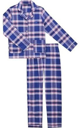 Arthur Pyjama Femme boutonné, Ensemble Manches Longues et Pantalon - 100% Coton Chaud et Doux pour lhiver - Motif Romy Tartan Marine - Taille L