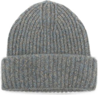 Soft Goat Marled Ribbed-knit Beanie Hat