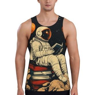 Generic D&eacute;bardeur respirant &agrave; s&eacute;chage rapide sans manches pour homme pour entra&icirc;nement &agrave; la plage S &agrave; 4XL, Astronaute de lecture spatiale 2, XXL