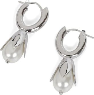 Simone Rocha flower hoop earrings - Argent