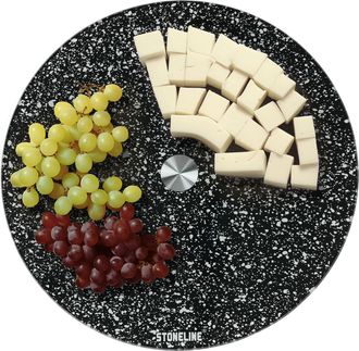 STONELINE Servierplatte Drehbar 32 cm aus Glas Bruchsicher Rund, Buffett Drehteller Lazy Susan Untersetzer Tortenplatte, Servieren Dekorieren Anrichten von Kuch