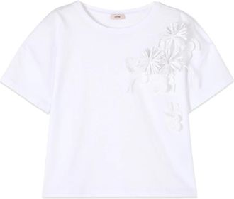 Oltre Femme, Tops, Blanc, Taille: 42 FR T-shirt avec appliqu&eacute;s floraux
