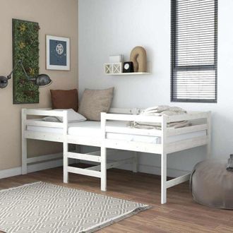 vidaXL Massivholzbett ohne Matratze Wei&szlig; 90x200 cm Kiefernholz Vidaxl