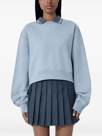 Miu Miu ribbed-collar embroidered sweatshirt - Blau