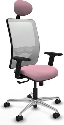 Piqueras y Crespo Schreibtischstuhl mit Rollen, Rosa Zulema mit 2D-Armlehnen, h&ouml;henverstellbarer Lendenwirbelst&uuml;tze und festem Kopfteil, ausgestattet mit 3 Positionen u