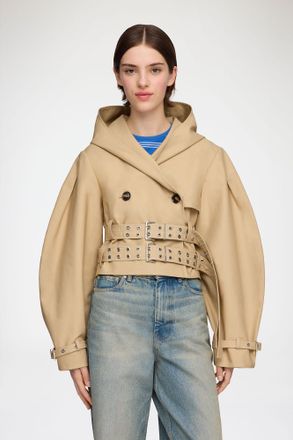Ganni Veste trench en coton double Warm Sand biologique - Taille 34 - Pour Femme