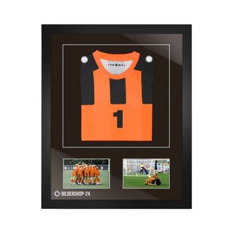Bildershop-24 Bilderrahmen Trikotrahmen stabil RahmBig Schwarz 50 X 70 cm Rahmen für Trikots, Sport Shirts + Passepartout dunkel Braun