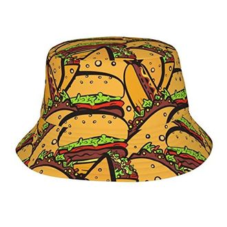 Generic Personnalisé Seau Chapeau Burger Tacos Hot Dog Chapeaux de Visière Anti-UV Beach Sun Hat pour Hommes Filles Chasse
