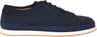 Baldinini Homme, Chaussures, Bleu, Taille: 42 EU Perforated Suede Baskets