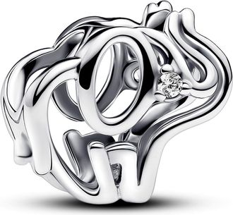 Pandora Moments Offen gearbeitetes Elefanten Charm aus Sterling Silber mit Zirkonia, Kompatibel Moments Armbändern, 793345C01