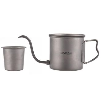 Lixada 400 ml Wasserkocher, Schwanenhals, Kaffeewasserkocher, Ti Klappgriff, Wasserkocher mit Deckel