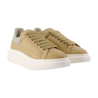 Alexander McQueen Mens Oversized Calfskin Low-Top Sneaker Beige