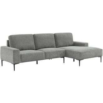 Sweeek Sweeek - 3-Sitzer-Sofa mit Stoffbezug - Recamiere rechts, Polyester, Dunkelgrau