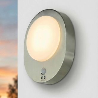 Licht-Erlebnisse LED Au&szlig;enleuchte mit Bewegungsmelder Edelstahl IP44 H: 24,4 cm Wei&szlig; 3000 K 350 lm Modern Terrassenbeleuchtung Wandlampe au&szlig;en Garten