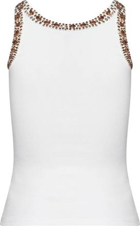 John Richmond Femme, Tops, Blanc, Taille: 38 FR Top sans manches avec encolure d&eacute;cor&eacute;e