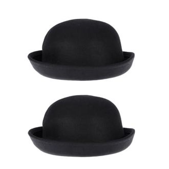 Valiclud Lot de 2 Chapeaux en Feutre de Laine pour Femme Chapeau Rond à Bords Roulés Noir Taille Adulte Chapeau dautomne et Hiver Élégant Accessoire Décoratif 