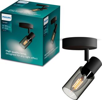 Philips Palms LED 1er Spotleuchte, E14 Lampe nicht enthalten, Schwarz, IP20