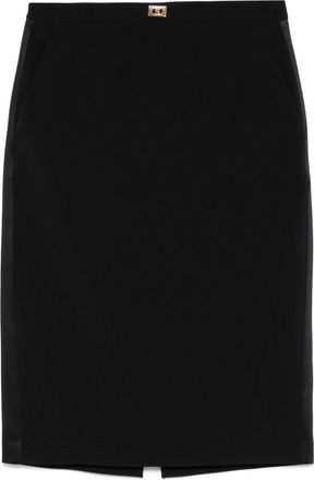 Elisabetta Franchi Krepp-Midirock mit Satinbesatz - Schwarz