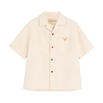 Valentino Garavani Homme, Chemises, Beige, Taille: L Short Sleeve Chemises