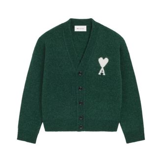 Ami ADC Intarsia Cardigan - - Knitwear - Herren - Gr&uuml;n - L