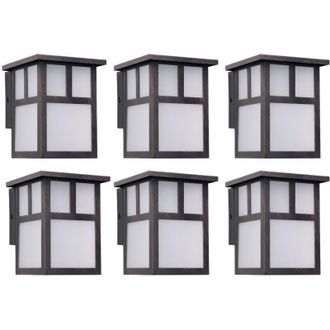 Forlight Osaka (6 unidades) Aplique de Pared Exterior Rústico de Estilo Japonés. Bombilla E27. Lámpara Jardín IP23 Marrón Óxido - Forlight