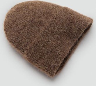 Mango Bonnet maille côtelée marron - Femme - Taille unique - MANGO