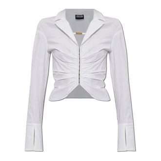 Versace Jeans Couture Baumwollhemd mit Drapierung - - Blouses & Shirts - Damen - Wei&szlig; - S