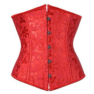 Grebrafan Corset et Broderies Serre Taille Gothique Femme (EU(40-42) 2XL, Rouge)