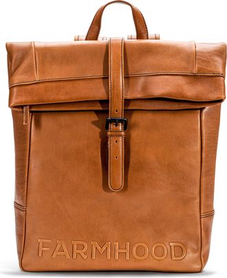 Farmhood Memphis Damen/Herren Leder Rucksack mit Schnallenverschluss | geräumiger Backpack mit Laptopfach für den Alltag | 41 cm großer Daypack mit Reißverschl