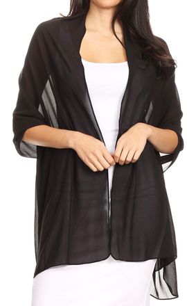 Sakkas 18225 - Jona Women Weiche schiere Chiffon Braut Hochzeit Abend Schal Schal Wrap Stola - Schwarz - 7029