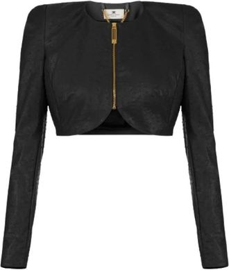 Elisabetta Franchi Femme, Vestes, Noir, Taille: 36 FR Veste &agrave; imprim&eacute; autruche